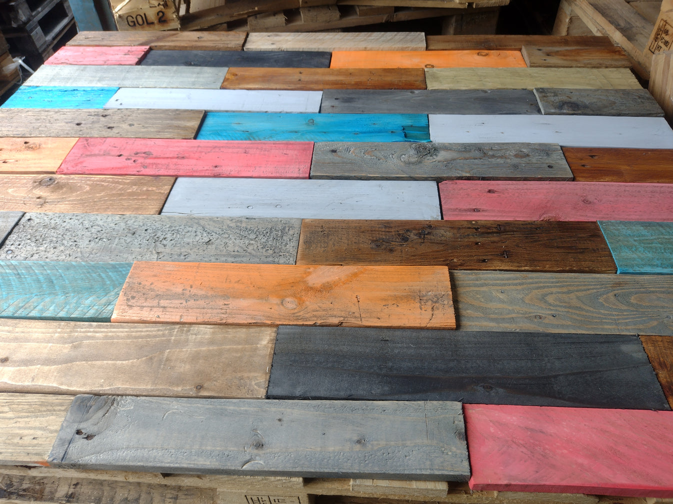 1m² Rustic Coloured Pallet Wood Planks – 40cm Wall Panelling Boards (1. ...