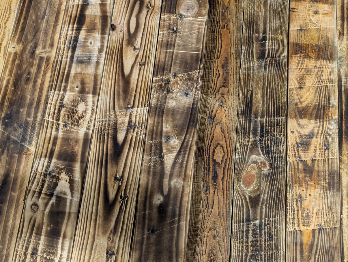1m² Scorched Reclaimed Wood Panels – Eco-Friendly Charred Wall Cladding ...