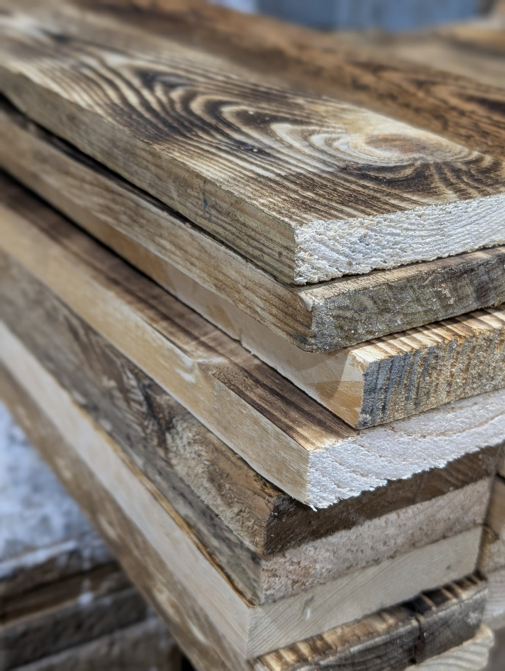 Reclaimed Wood Panels – 1m² Eco-Friendly Scorched Reclaimed Timber Boa ...