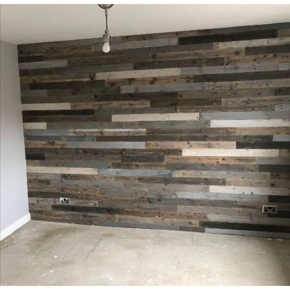 1m² Rustic Grey Washed Wood Wall Planks – Hand-Painted Decorative ...