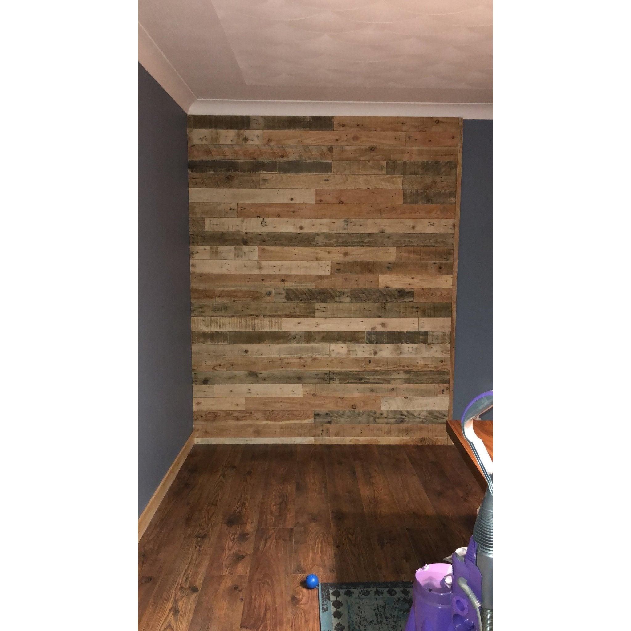 1m² Rustic Wood Wall Cladding – 100cm x 90mm Sanded Planks (7mm Thick ...
